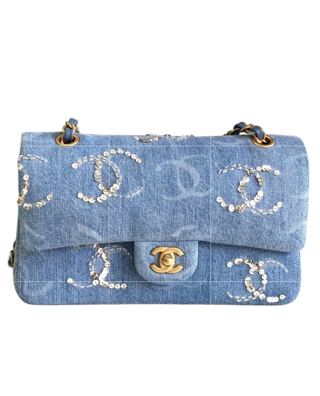 Chanel 23b Medium Denim Sequin CC Classic Flap Bag – Its A Luv Story