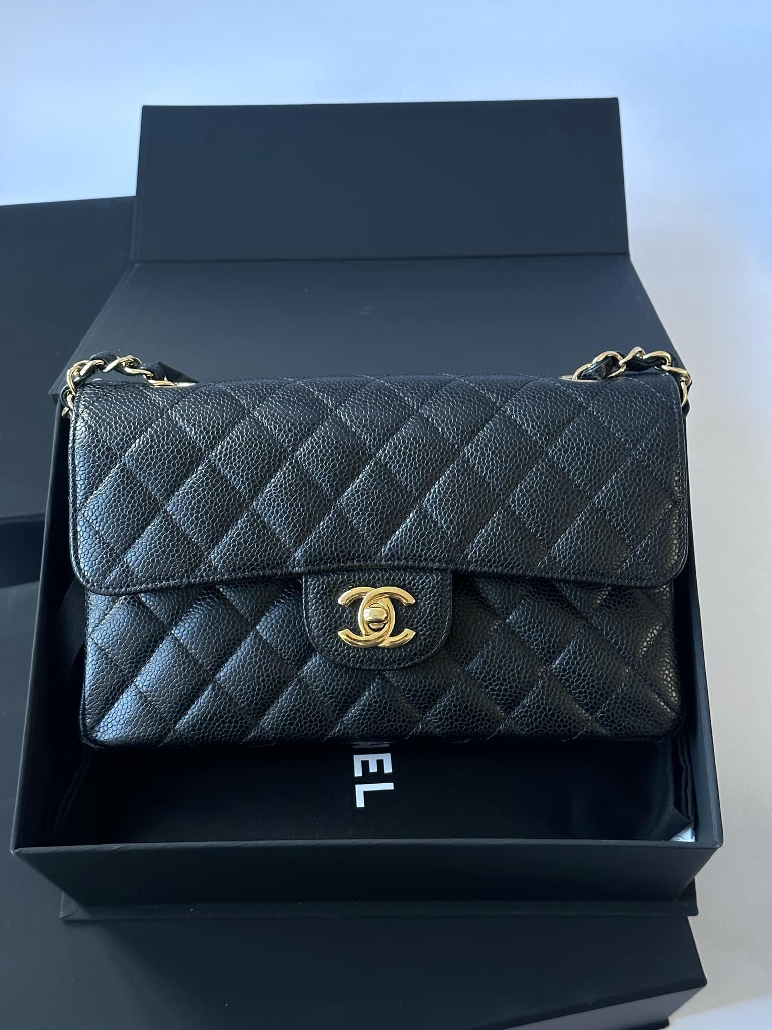 Chanel Small Black Caviar Classic Flap Bag + GHW – Its A Luv Story